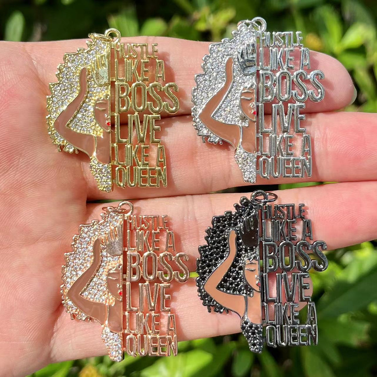CZ Pave Black Queen Magic Girl Charms, 38*31mm, sold per pkg of 10pcs ...