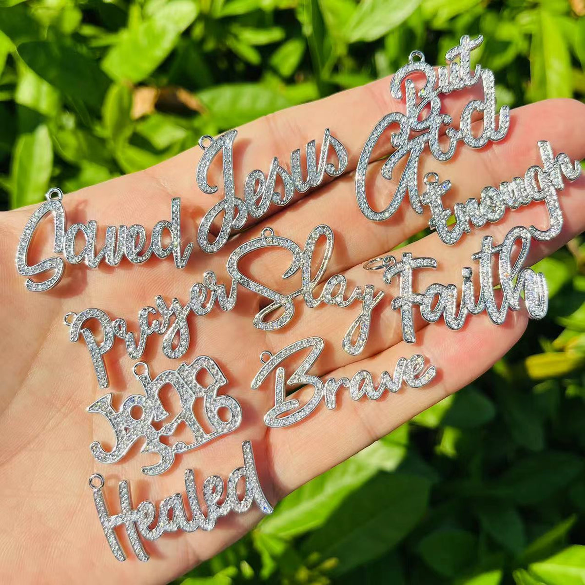 CZ Pave Jesus Christian Charms Bundle-2 mix, Sold per pkg of 10pcs ...