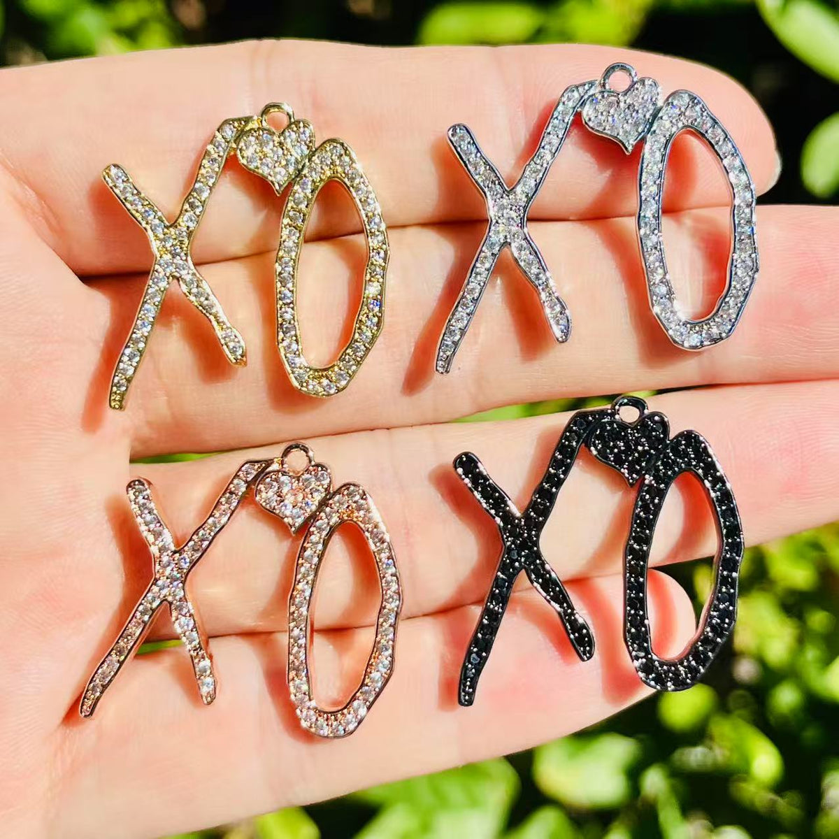 cz pave XO charm, words, sold per pkg of 10pcs – Charms Beads Vendor