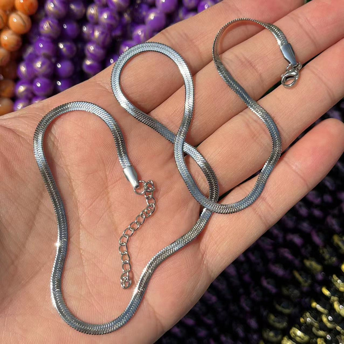 3mm snake chain stainless steel necklace, Silver, sold per pkg of 10pc ...