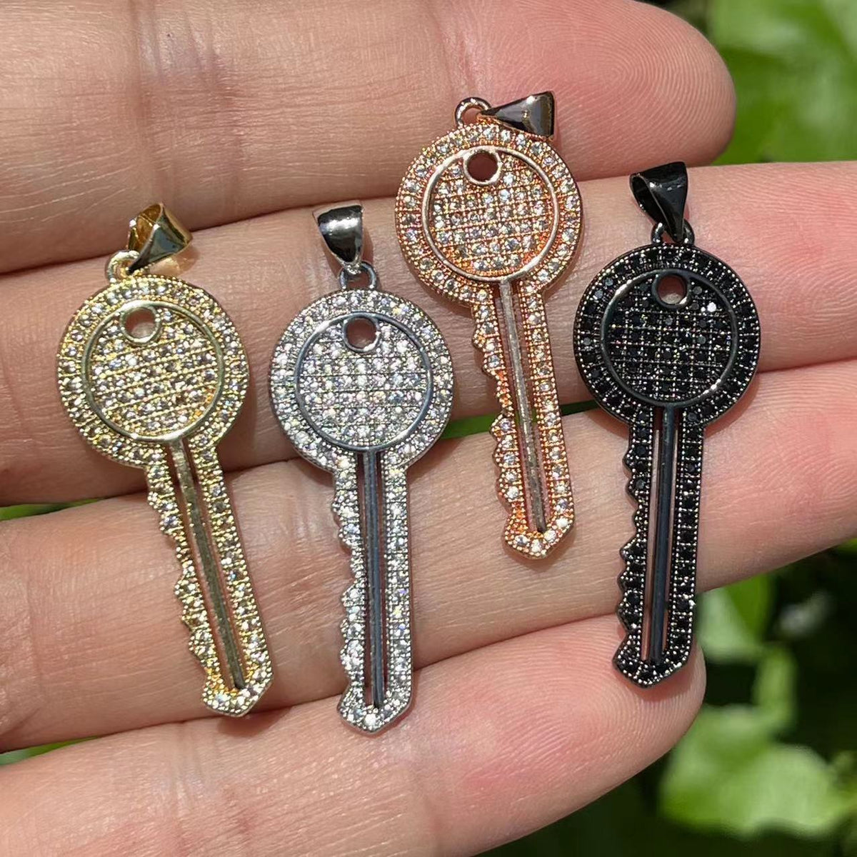 cz pave key charms, sold per pkg of 10pcs – Charms Beads Vendor