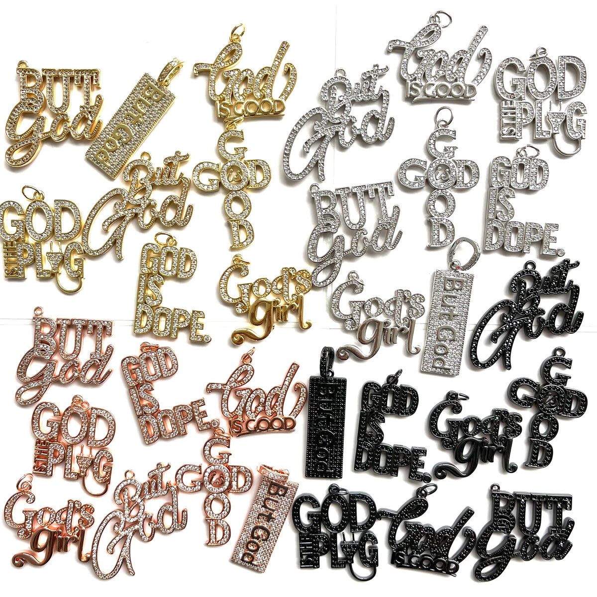 cz pave God charm bundle-1, mix charms, sold per pkg of 10pcs – Charms ...