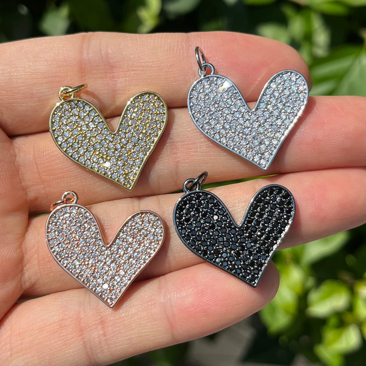 cz pave heart charms, 26*23mm, sold per pkg of 10pcs – Charms Beads Vendor
