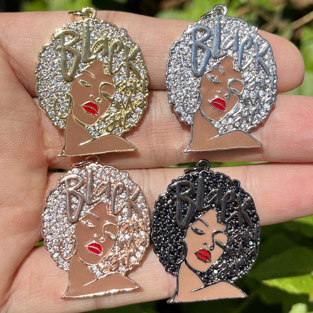 CZ Pave Afro Black Queen Charms, Black Girl Magic African American Bla ...