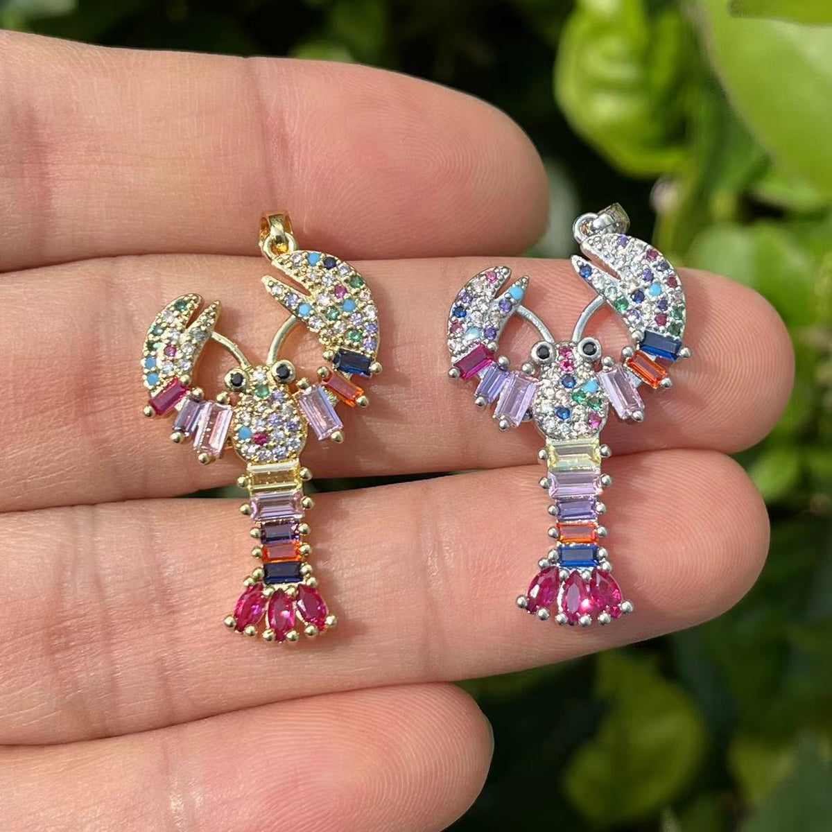 cz pave lobster crawfish charms pendants, 32*18.5mm, sold per pkg of 1 ...