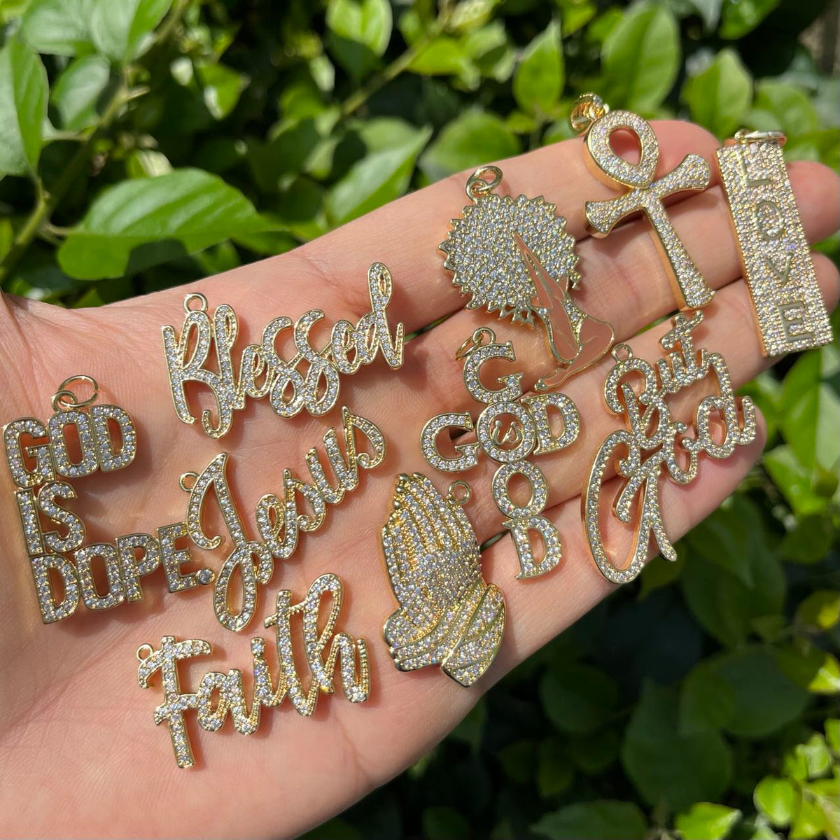 cz pave God charm bundle-3, mix charms, sold per pkg of 10pcs – Charms ...